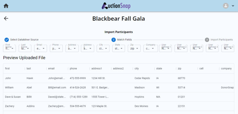 DonorSnap Landing Page - AuctionSnap